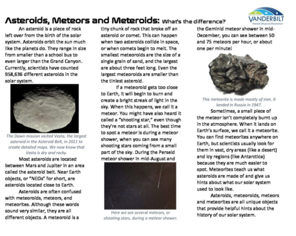 Planetarium Printable Worksheets - Vanderbilt Museum